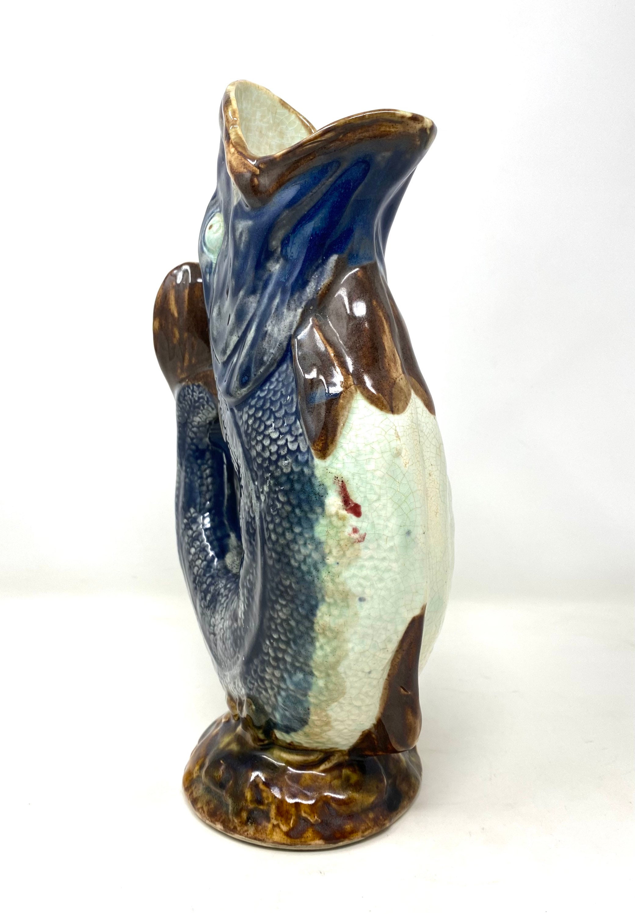 Antique Majolica Gurgling Fish Pitcher - Etsy