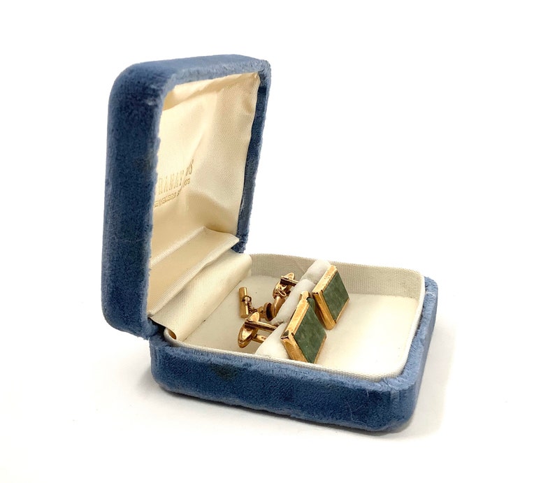 Granat Bros San Francisco Gold Plated Jade Cufflinks and Tie - Etsy