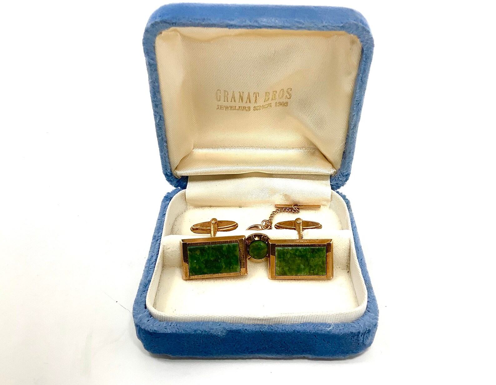 Granat Bros San Francisco Gold Plated Jade Cufflinks and Tie - Etsy