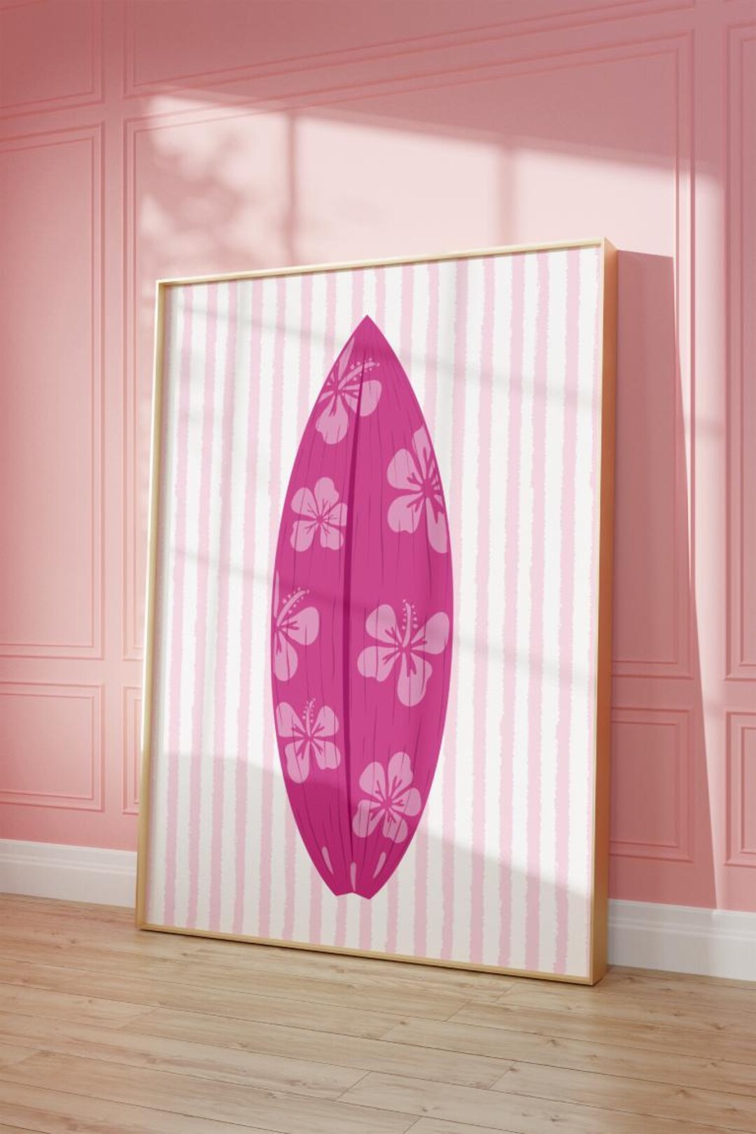 Pink Flower Surfboard, Preppy, Floral & Coastal, Digital Download ...