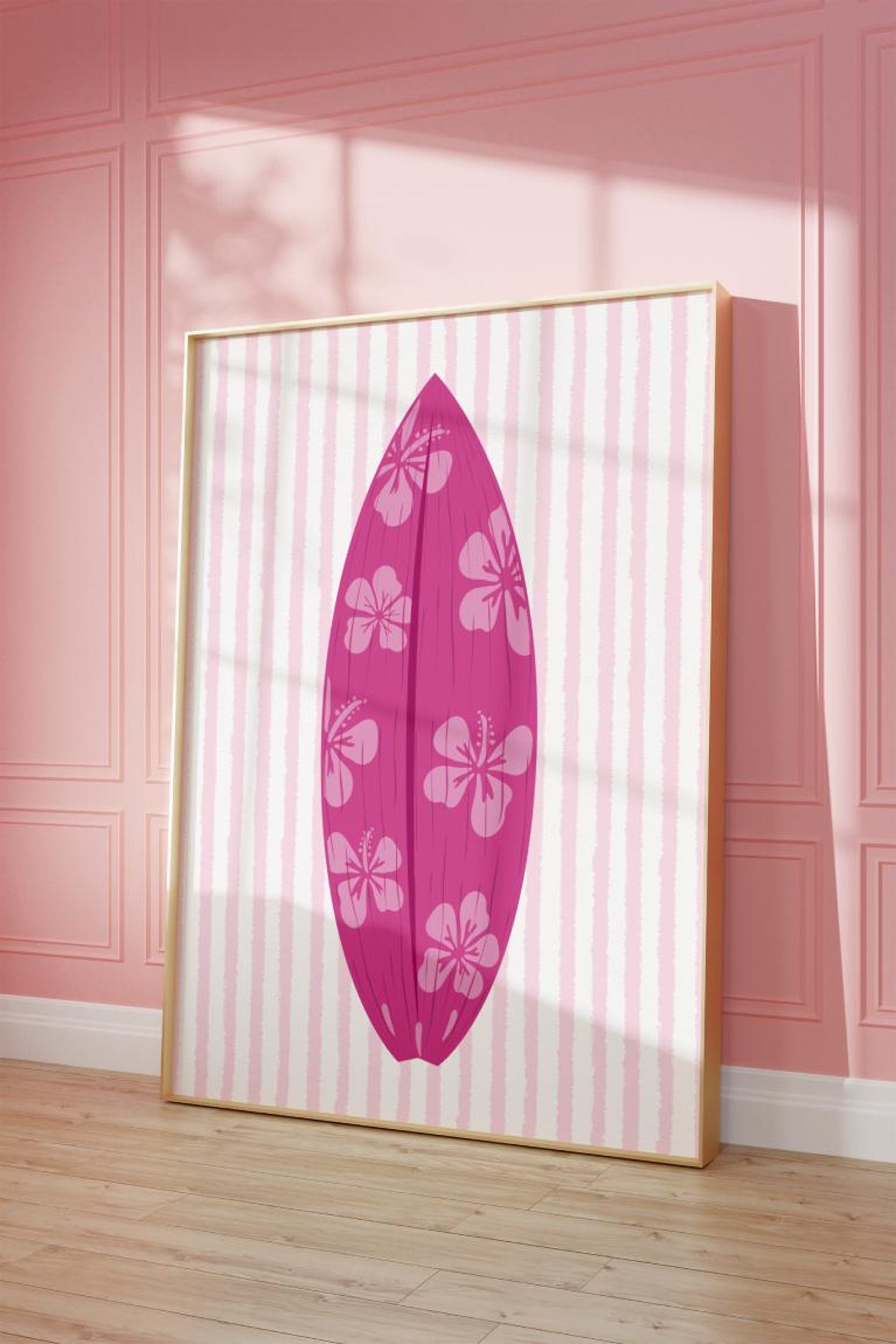 Pink Flower Surfboard, Preppy, Floral & Coastal, Digital Download ...
