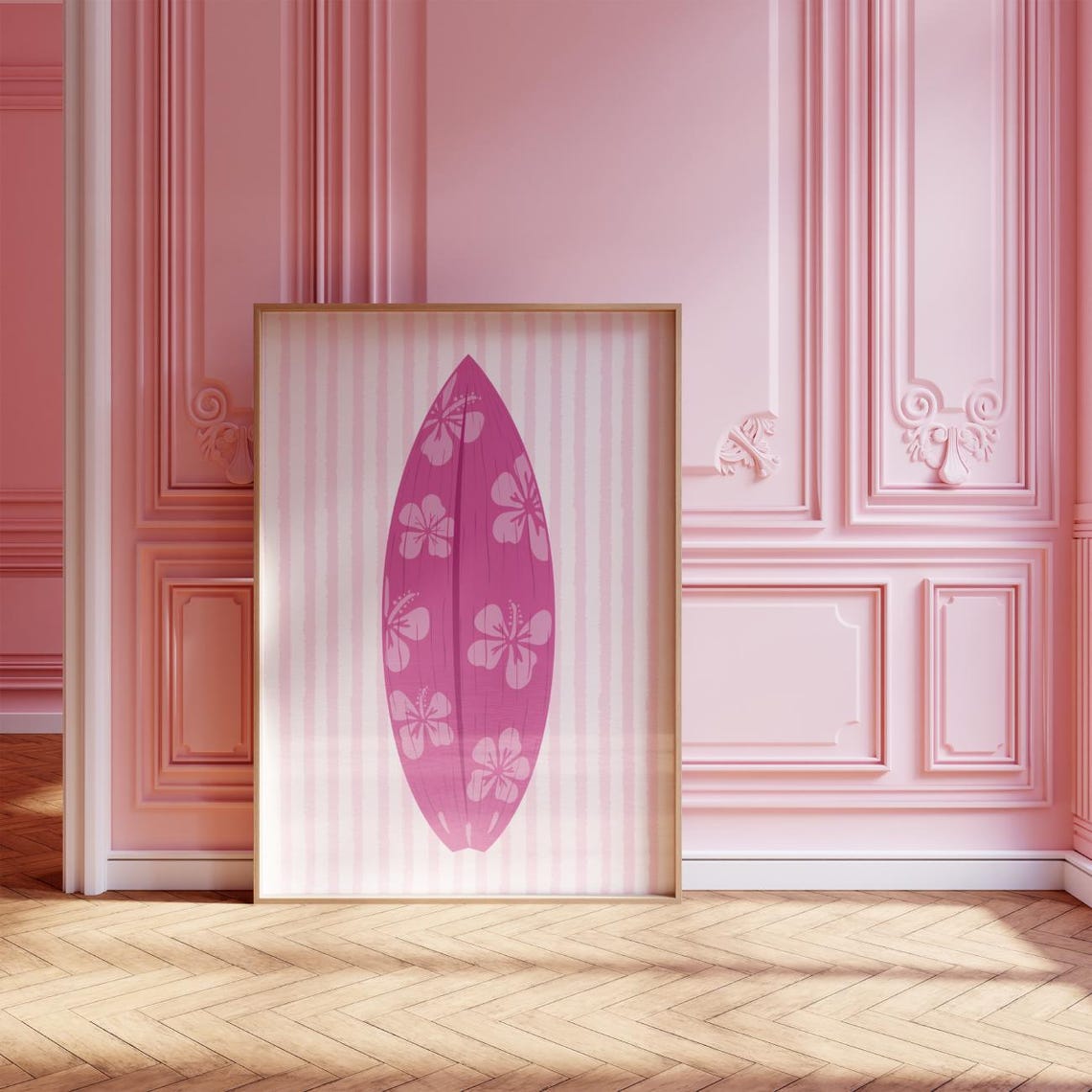 Pink Flower Surfboard, Preppy, Floral & Coastal, Digital Download ...