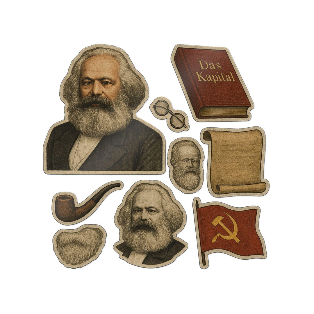 Revolutionary Marx Die-cut Sticker Set | Retro Marxism Theme | Ideal ...