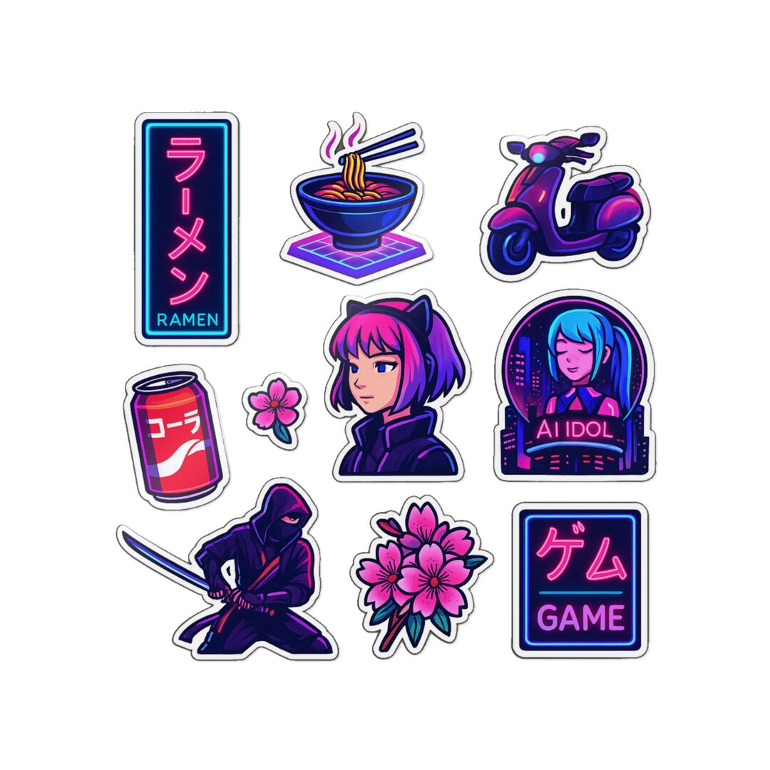 Vibrant Anime Die-cut Sticker Set | Japanese Culture & Gaming Vinyl ...