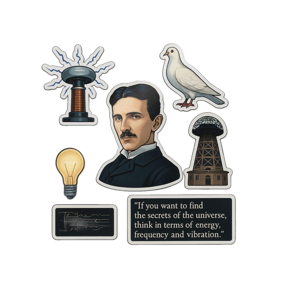Nikola Tesla Die-cut Sticker Set | Vintage Science Decor | Gift for ...
