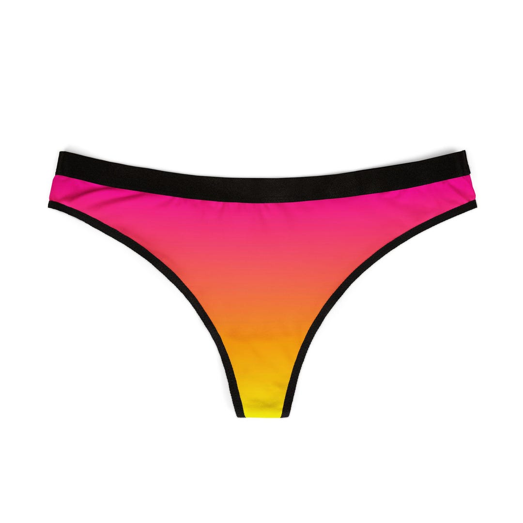 Heat Signal Thong | Pink Orange Gradient Women Thongs | Neon Vaporwave ...