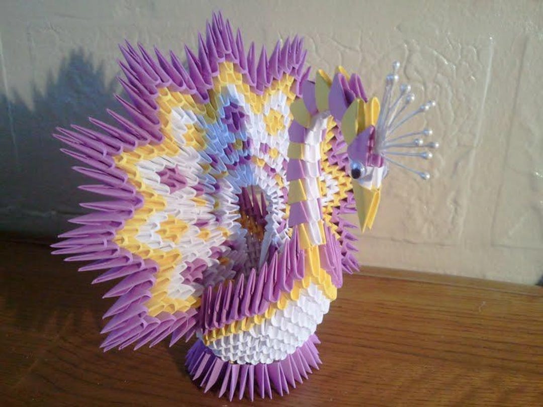 Tutorial: How to Make 3D Origami Peacock - Etsy