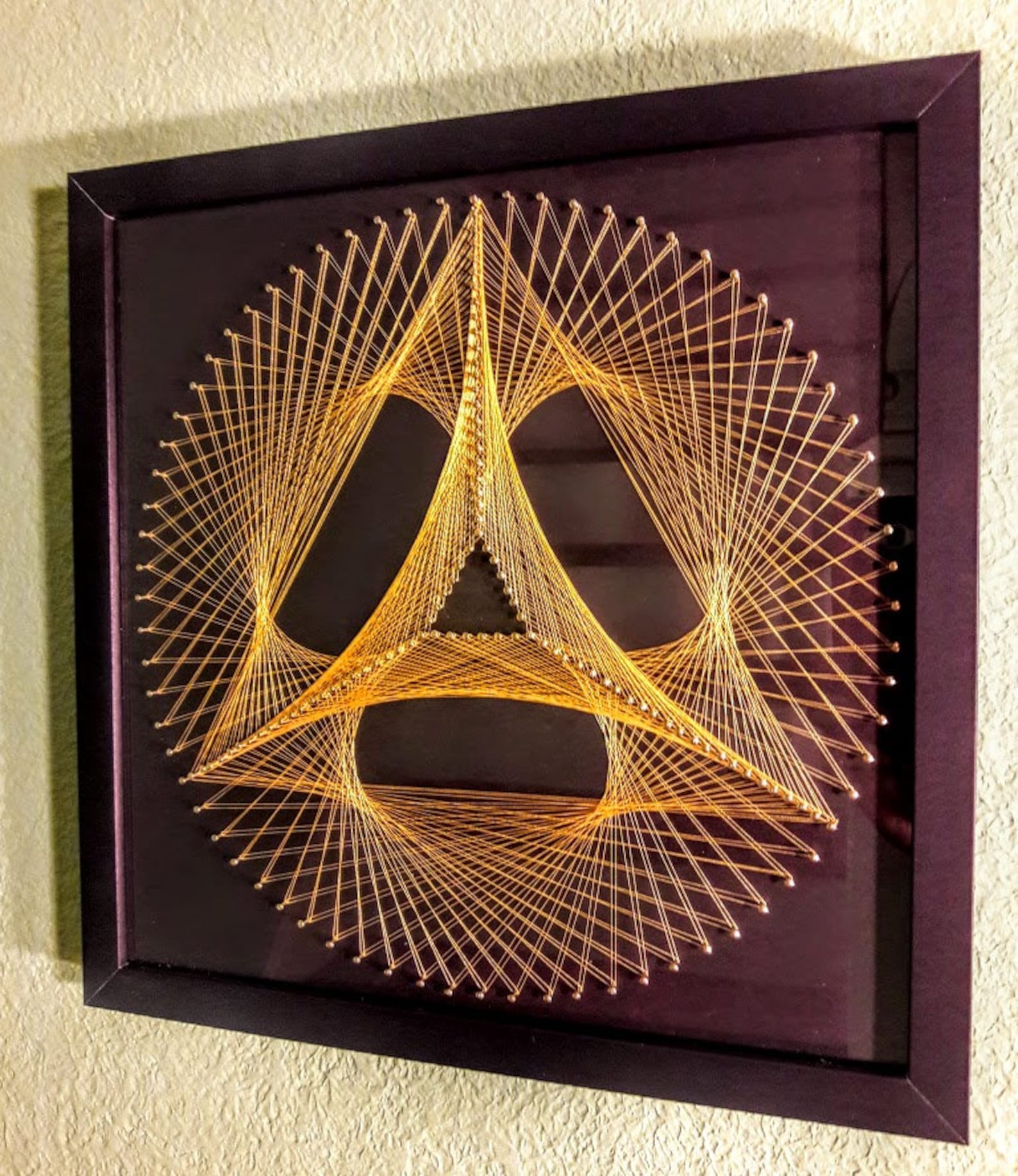 String Art Sacred Geometry 2 on black Zen String Art Wall | Etsy