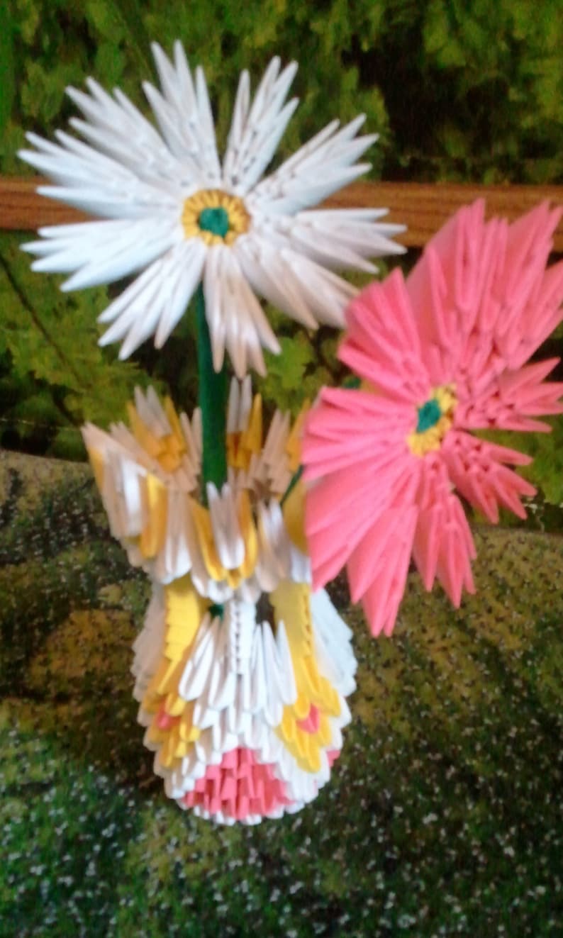 3d Origami Small Vase With Flowers - Etsy