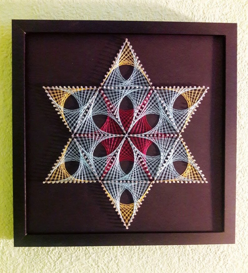 String Art Sacred Geometry 3 on black Zen String Art Wall | Etsy