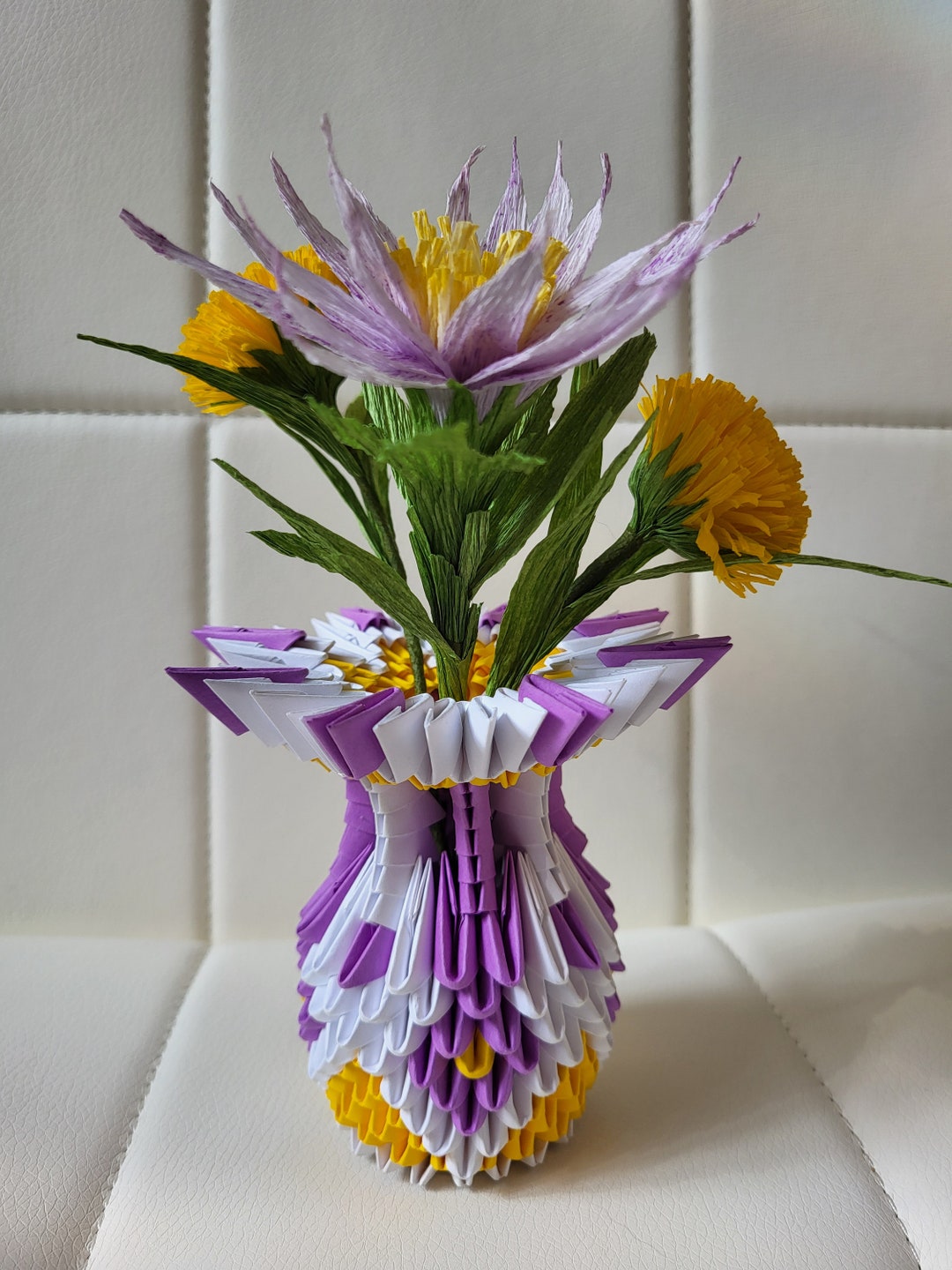 3d Origami Small Vase With Flowers - Etsy