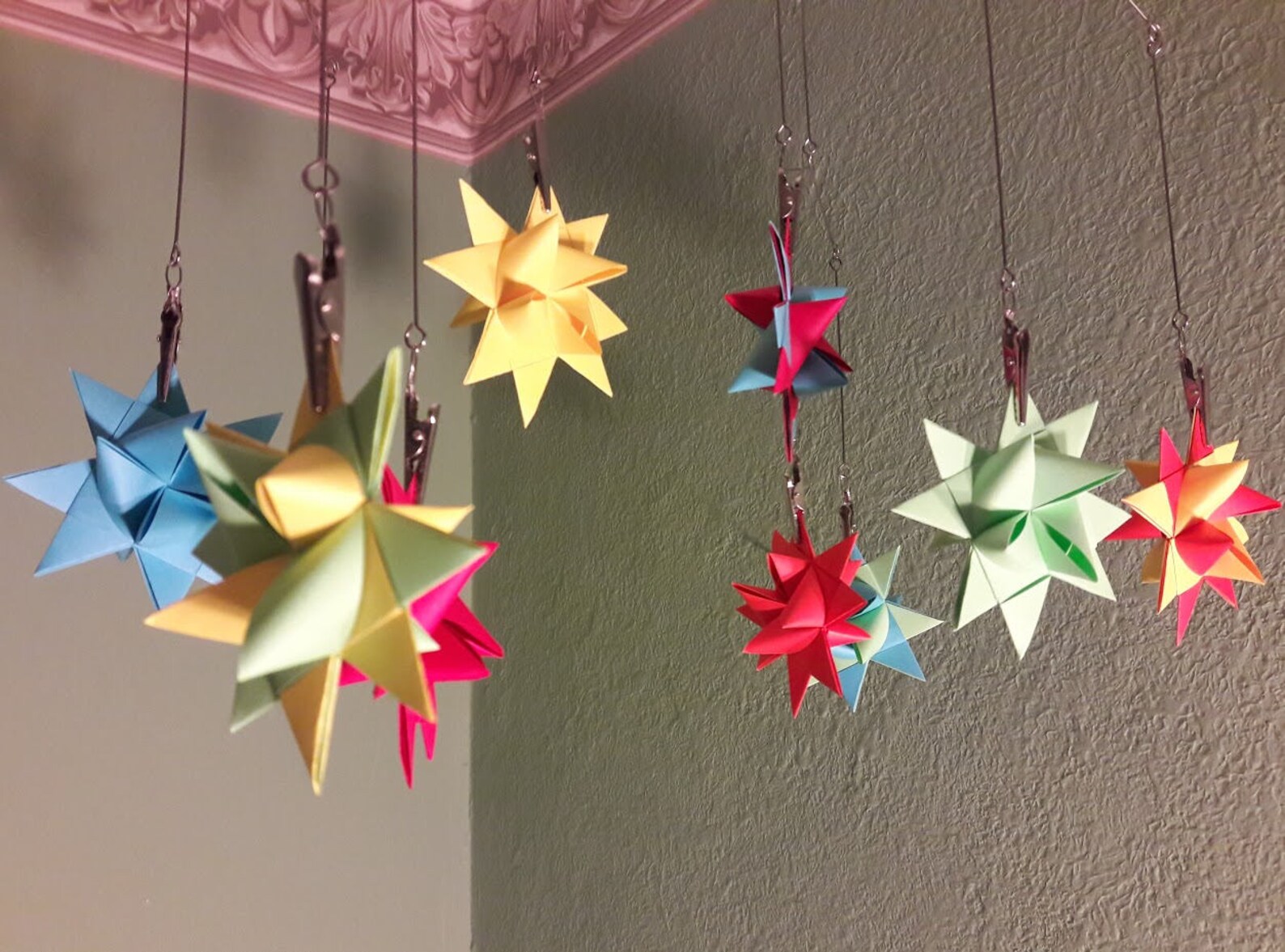 3D Origami Mobile With Froebel Stars or Wreath - Etsy