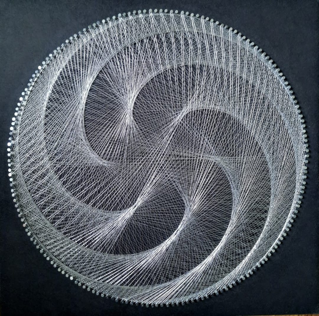 String Art Sacred Geometry Curves on Black, Zen String Art, Wall Decor ...