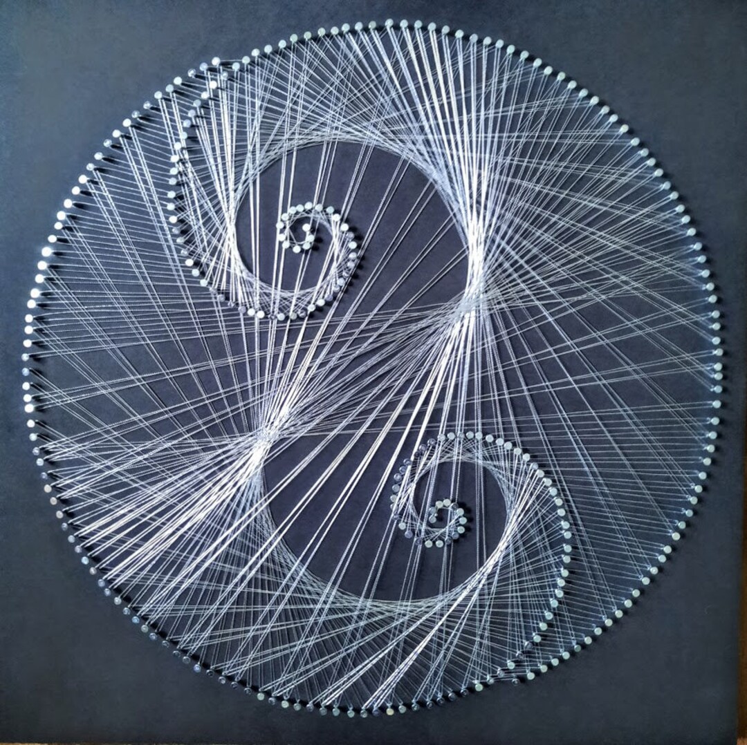 String Art Sacred Geometry Spirals on Black, Zen String Art, Wall Decor ...