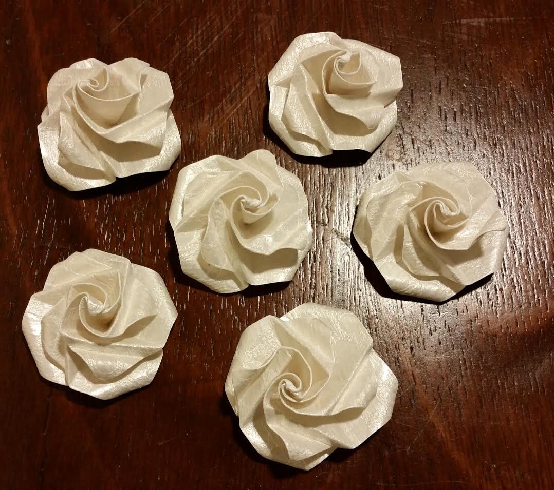 Pearl paper roses set of 6 | Etsy