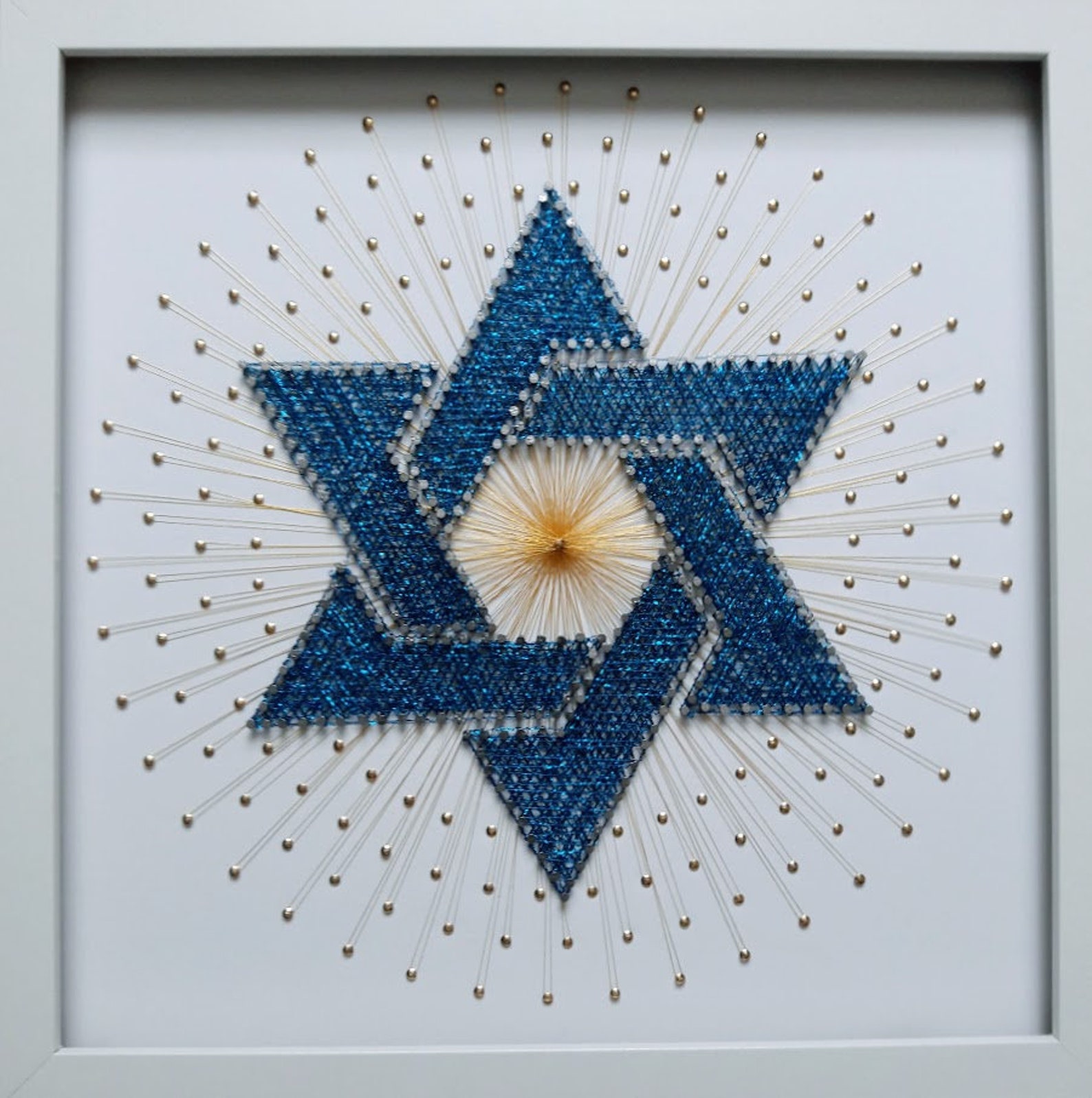 String Art Star of David Wall Decor, Framed, Glass - Etsy