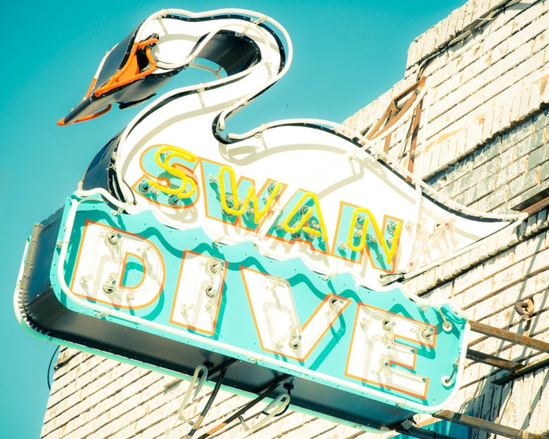 Fine Art Photo, Neon Sign, Swan Dive, Austin Texas Bar Sign, Sixth ...