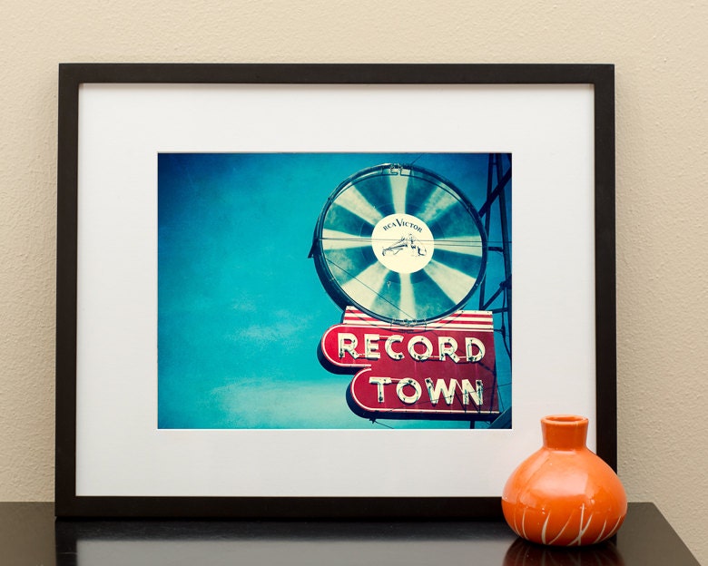 Fotografía de bellas artes Letrero de neón Vinyl Record Art | Etsy