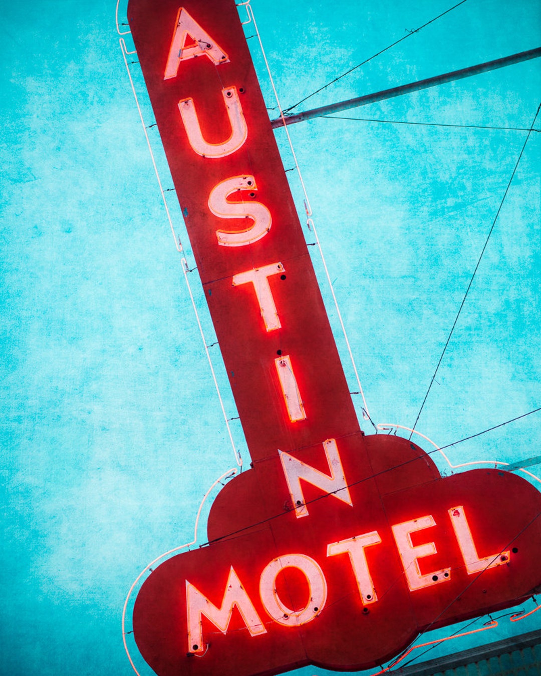 Austin Motel Neon Sign Art Print: Texas Travel Photography - Etsy