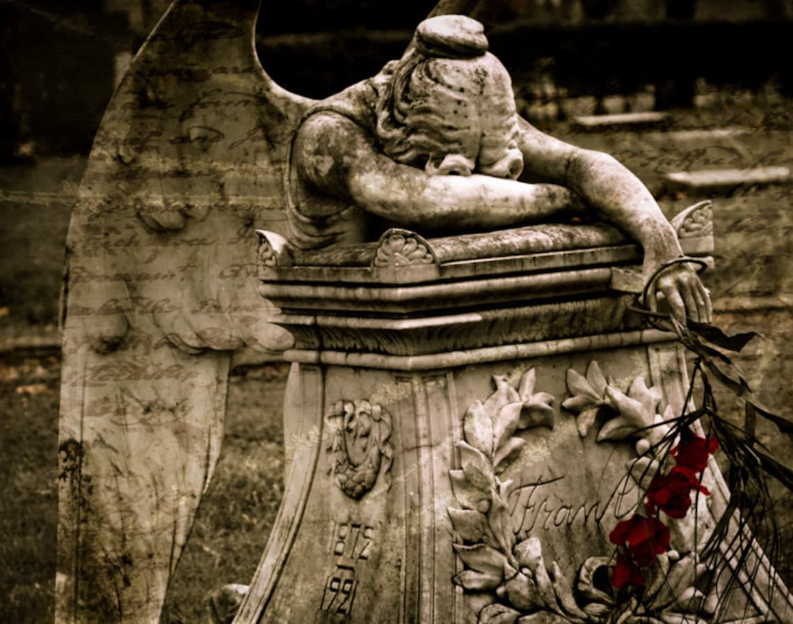 Cemetery Photography, Weeping Angel, Wall Art, Mourning, Condolence ...