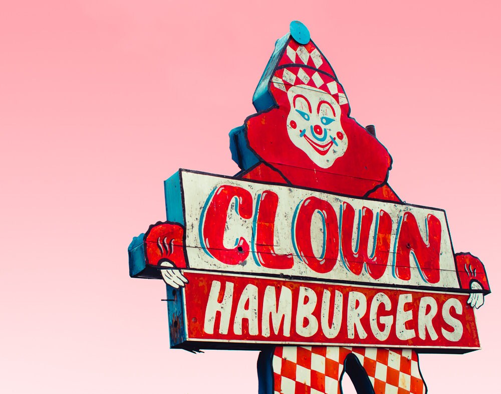 Clown Art Neon Sign Art Restaurant Sign Pink and Red | Etsy