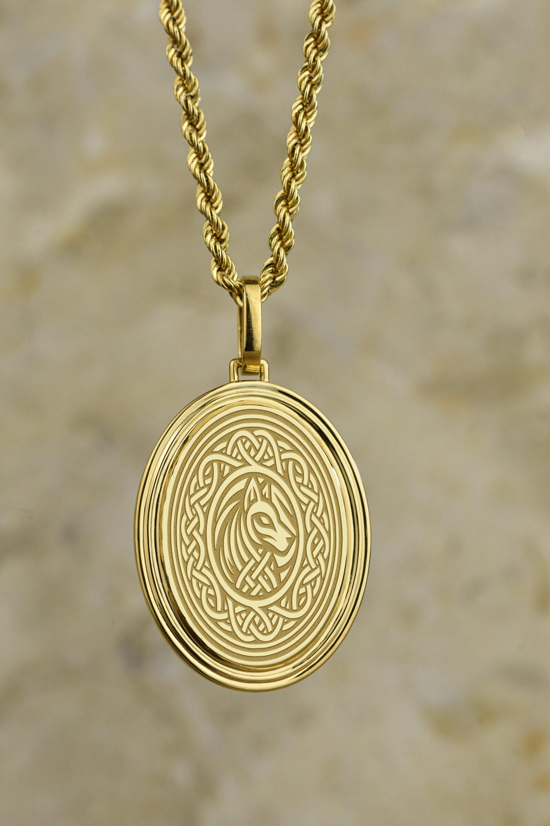 14K Gold Fenrir Necklace, Asatru Charm, Ragnarok Wolf Talisman ...