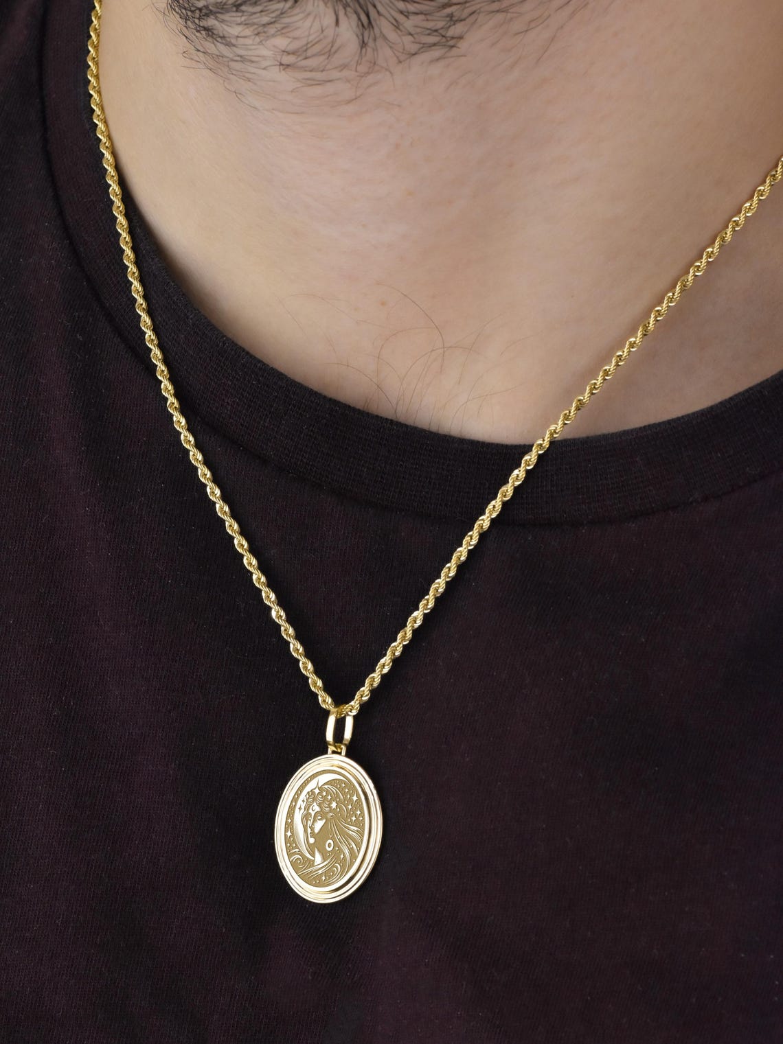 14K Gold Hecate Necklace, Greek God Talisman, Olympian Pendant, Magic ...