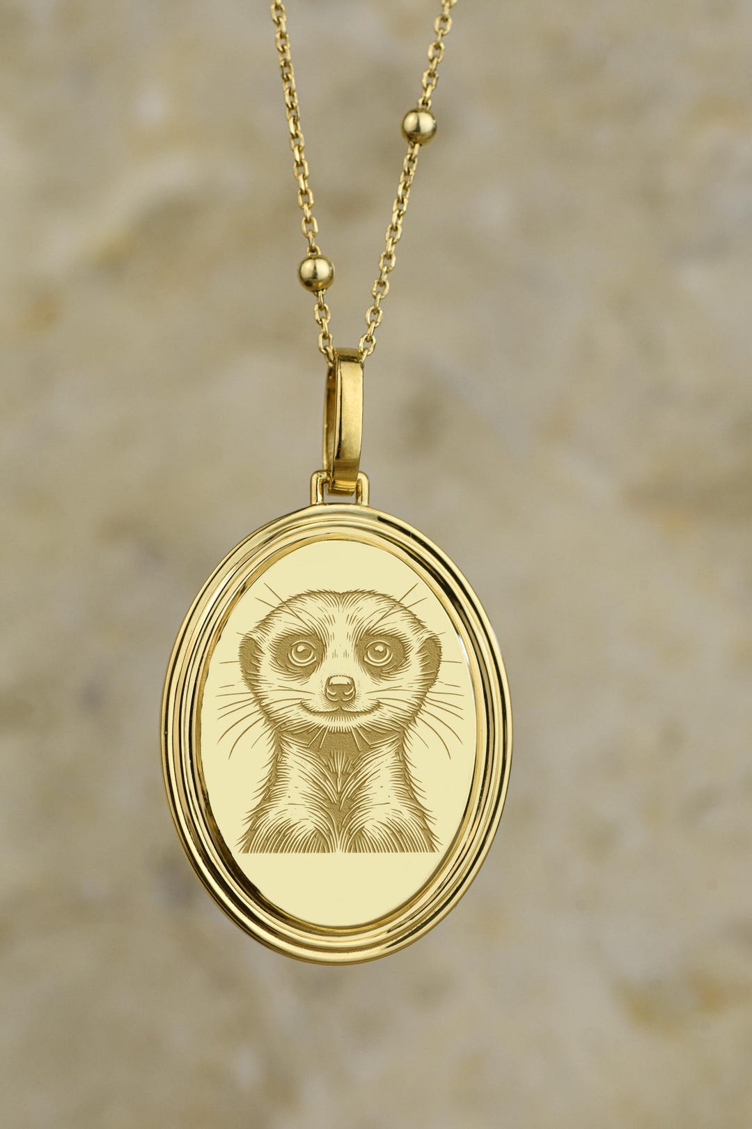 14K Gold Meerkat Necklace, Suricate Charm, Savannah Mongoose Pendant ...