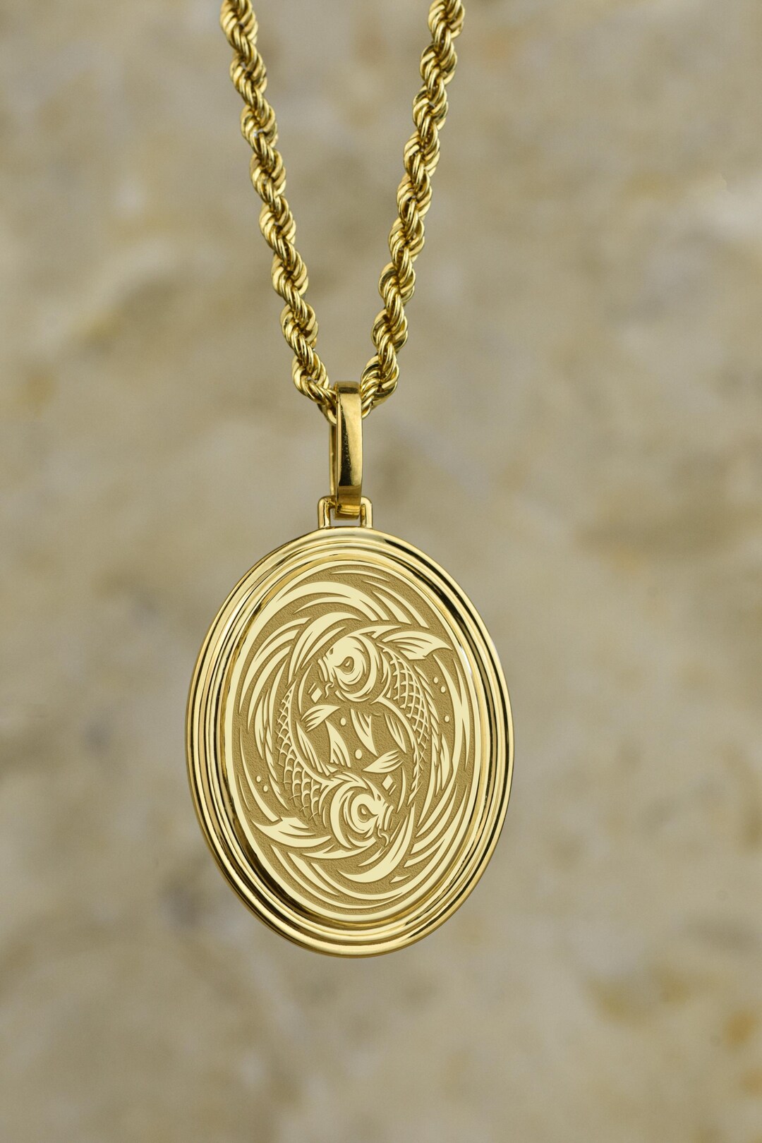 14K Gold Koi Fish Necklace, Japanese Carp Pendant, Nishikigoi Amulet ...