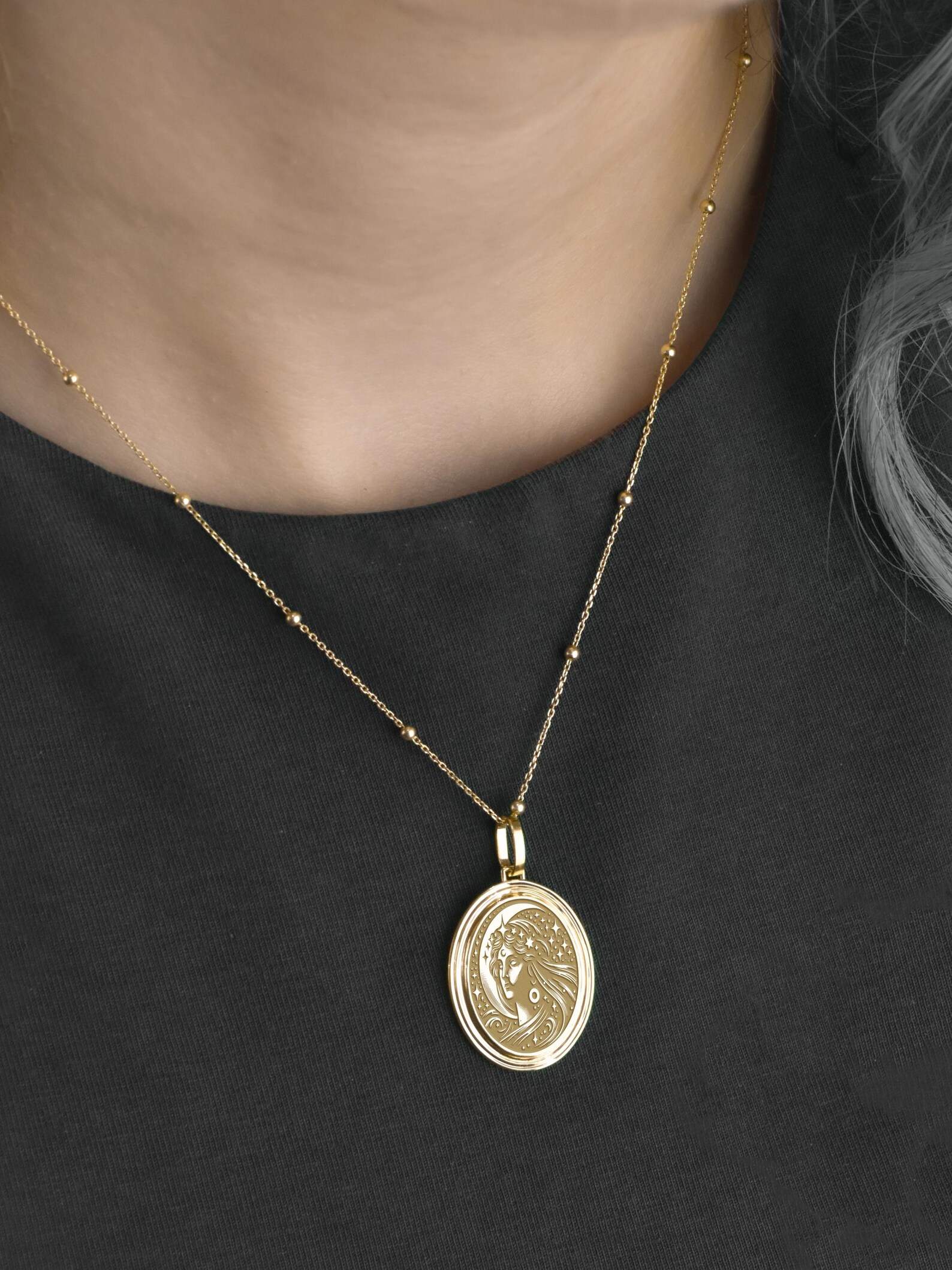 14K Gold Hecate Necklace, Greek God Talisman, Olympian Pendant, Magic ...
