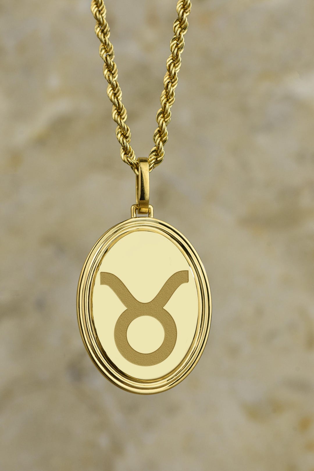 14K Gold Taurus Necklace, Zodiac Sign Charm, Star Sign Talisman, Birth ...
