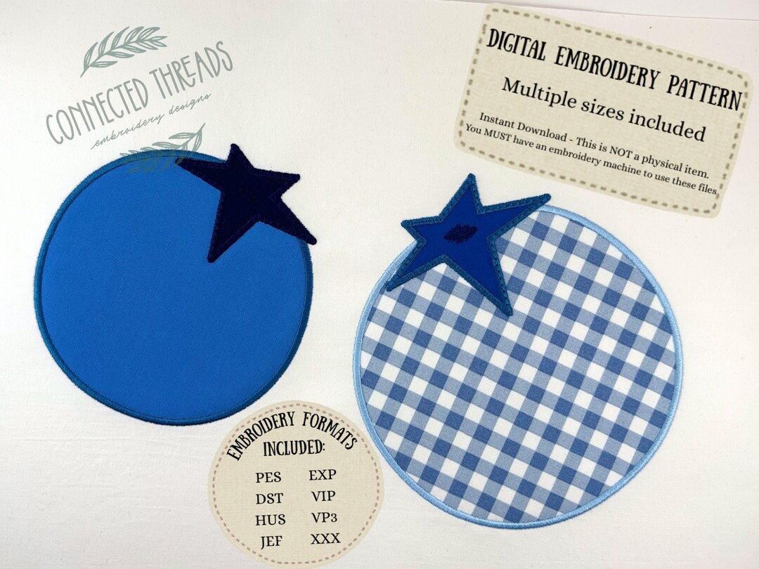 Single Blueberry Machine Embroidery Design - Applique - Digital ...