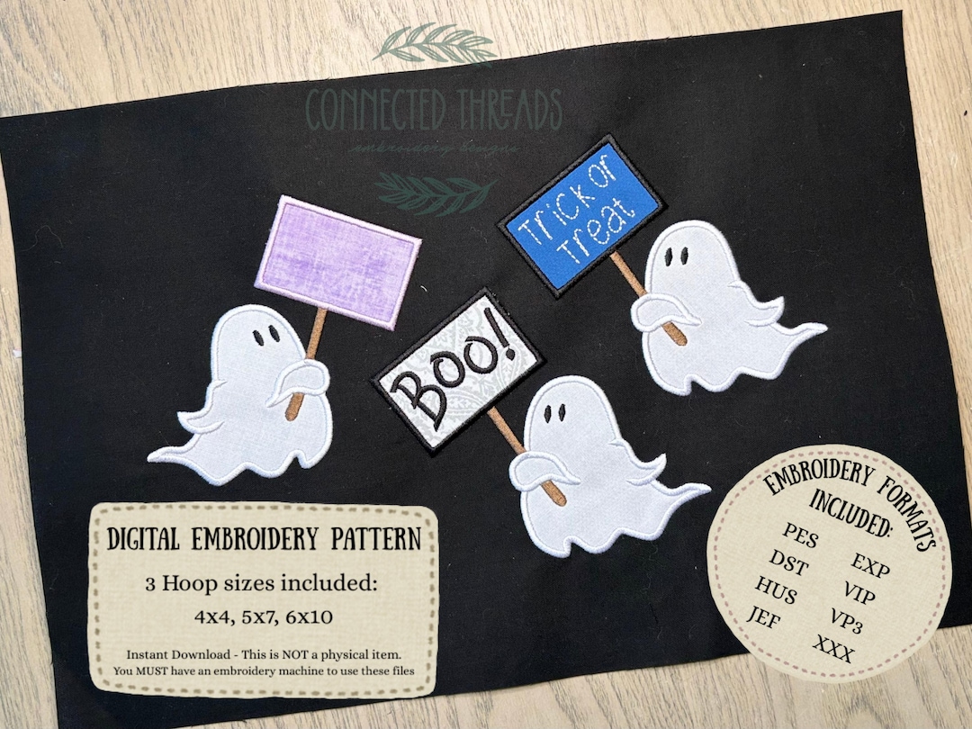 Ghost Applique Machine Embroidery Design Bundle: Halloween Spooky ...
