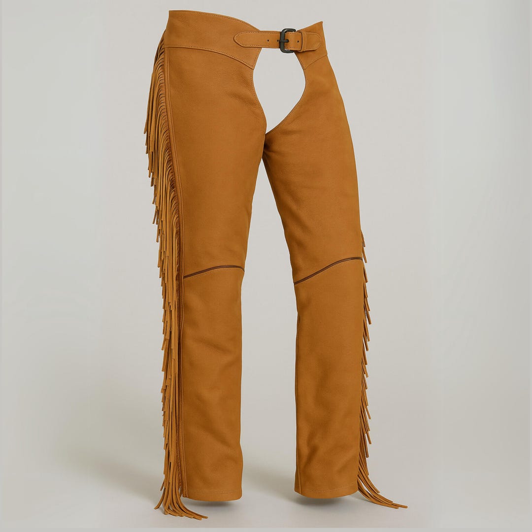 Women’s Tan Suede Leather Fringe Chaps, Western Rodeo Style, Handmade ...