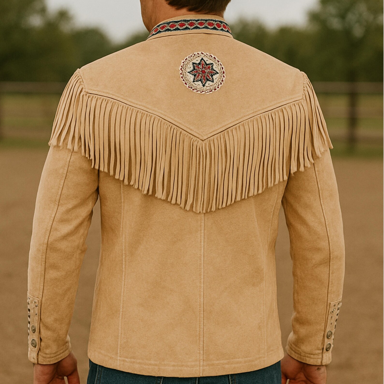 Handmade Genuine Suede Leather Fringe Jacket, Native American Western ...