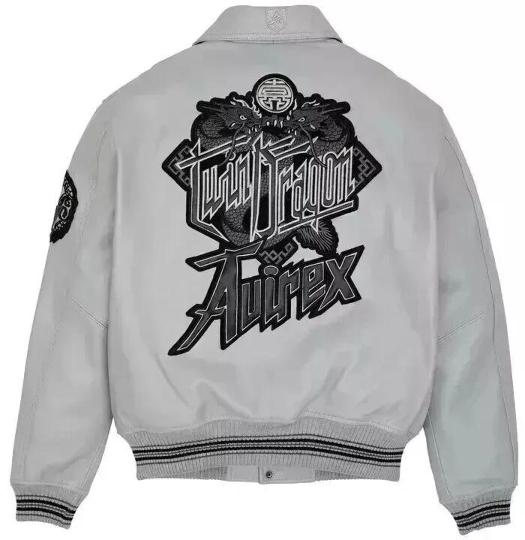 Handmade Men's Avirex White Leather Bomber Jacket – Vintage Cowhide ...