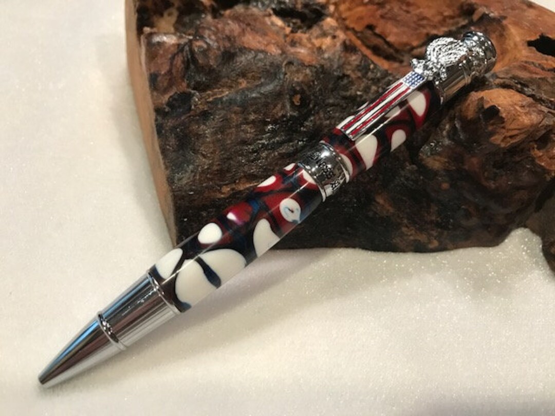 Handmade Patriot Pen: Eagle Clip, USA Flag - Parker Refill 1563 1564 ...