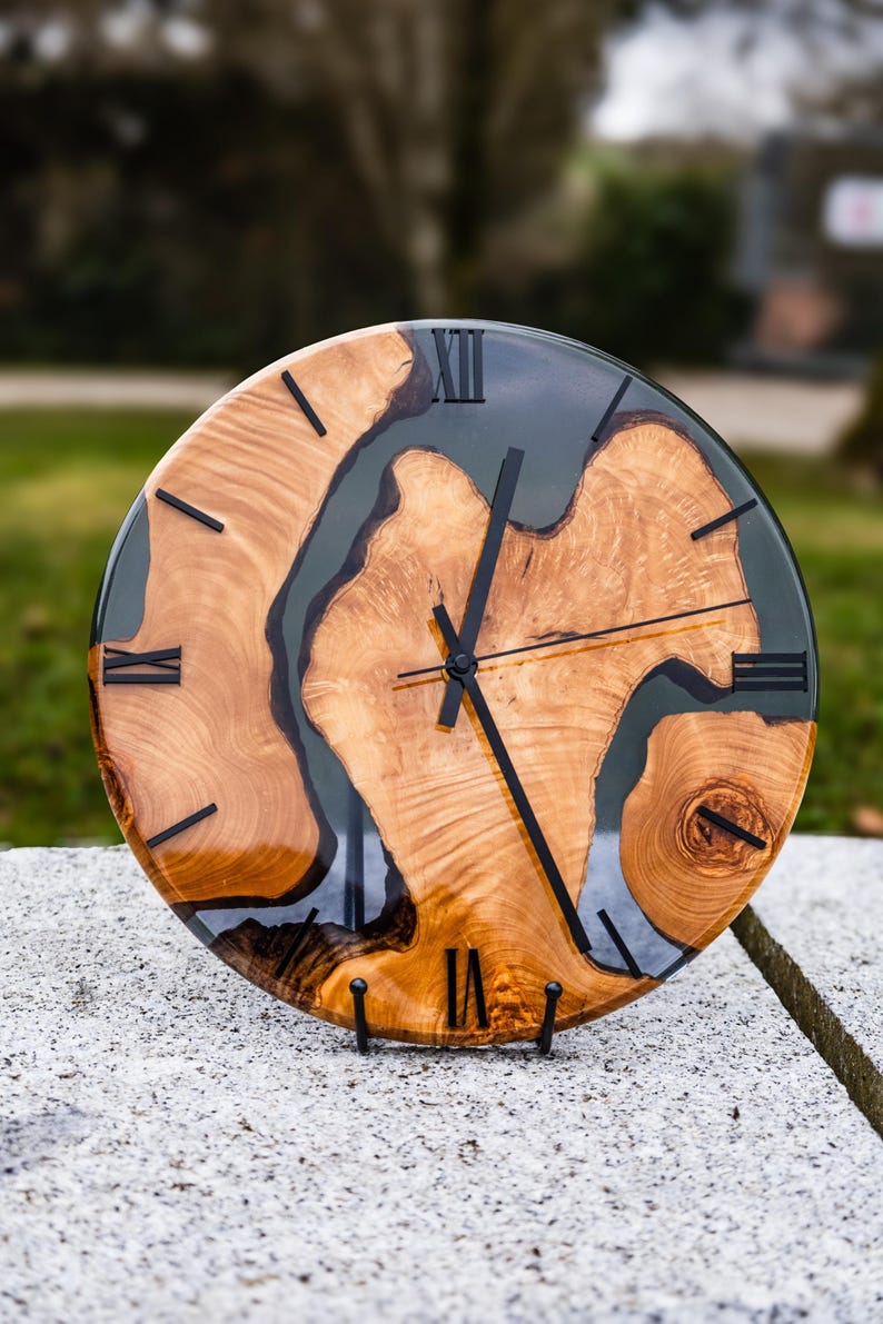 Epoxy Resin Wood Wall Clock – One of a Kind | Handmade | Holz Art ...