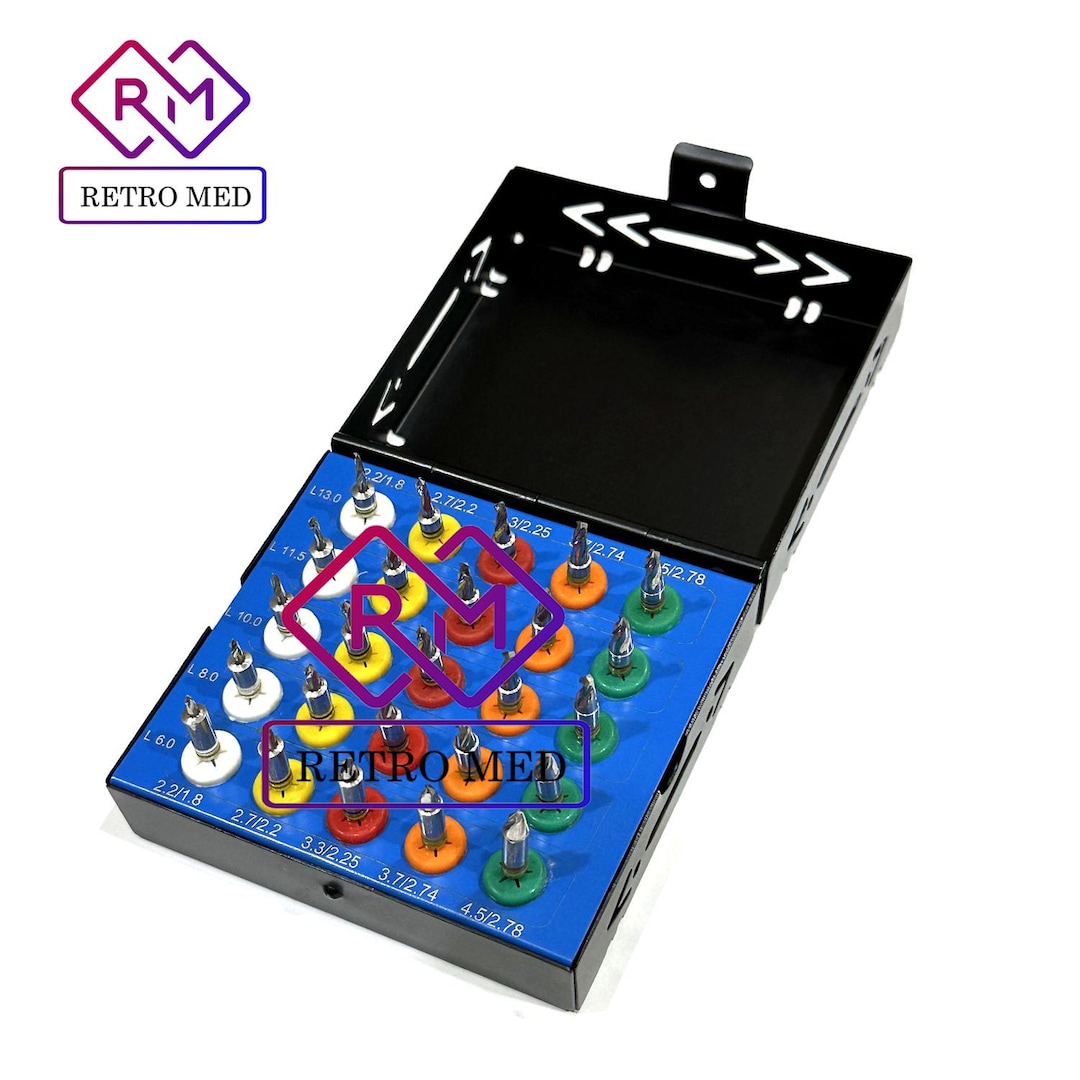 Conical Drills Kit 25pcs Set With Stoppers Dental Implant Guided Black ...
