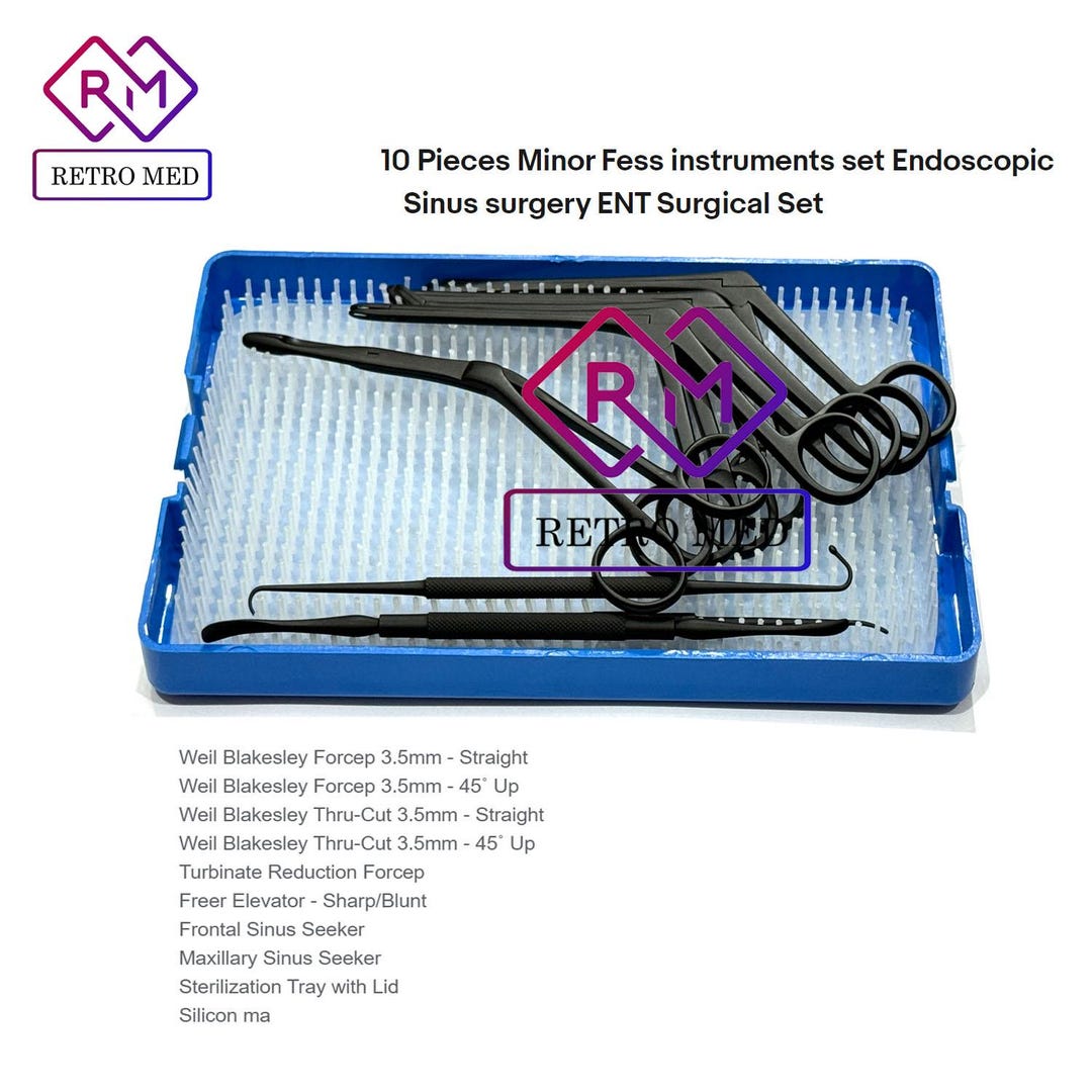 10 Pcs Minor Fess Instruments Set Endoscopic Sinus Surgery ENT Surgical ...