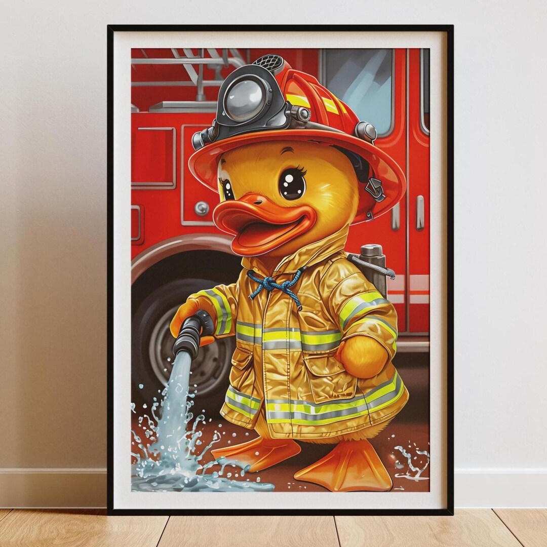 Fireman Duck Wall Art, Duck Poster - Etsy