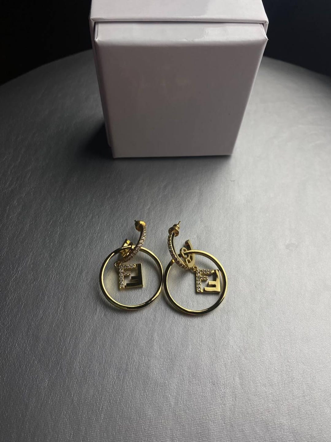 Fendi F Logo Round Hoop Charming Earrings - Etsy