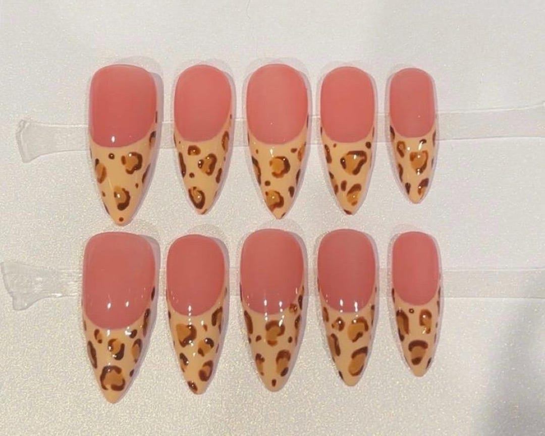 Cheetah Print French Tip Press on Nails - Etsy