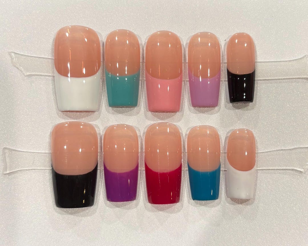 Assorted Multi-color French Tips Press on Nails - Etsy