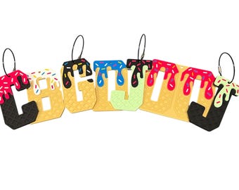 Double Number or Letter Ice Cream Drip Bag Tag/ Keychain - Etsy
