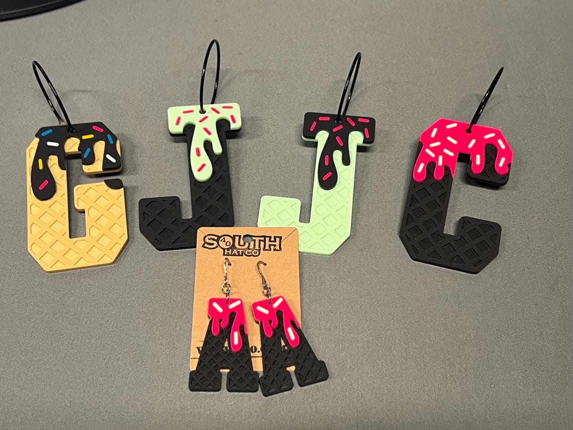 Double Number or Letter Ice Cream Drip Bag Tag/ Keychain - Etsy