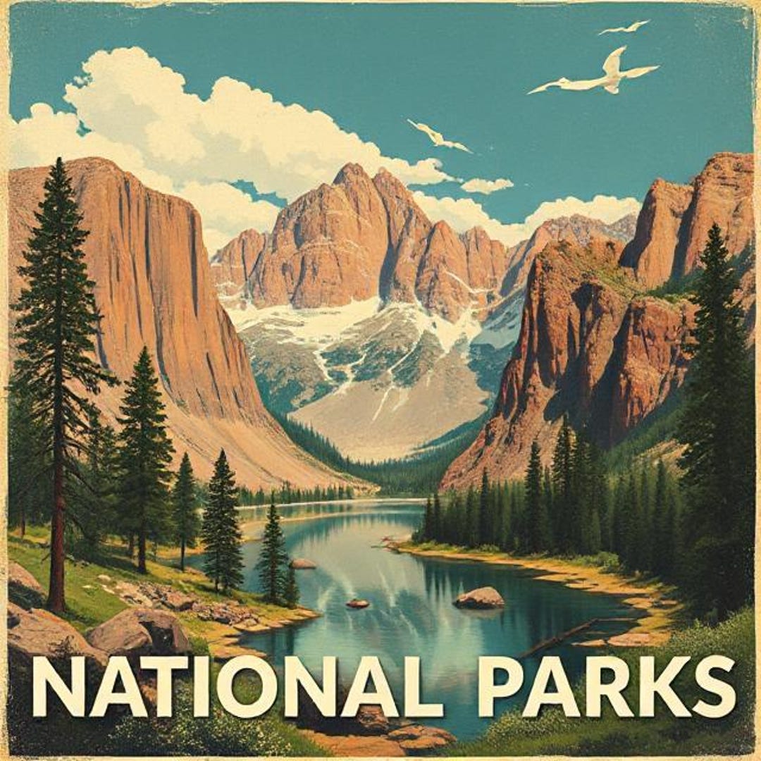 National Parks Vintage Poster | Retro Travel Print | Scenic Nature Wall ...