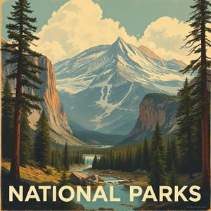 National Parks Vintage Poster | Retro Travel Print | Scenic Nature Wall ...