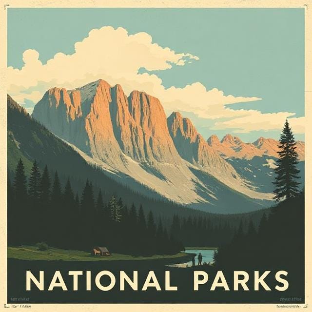 National Parks Vintage Poster | Retro Travel Print | Scenic Nature Wall ...