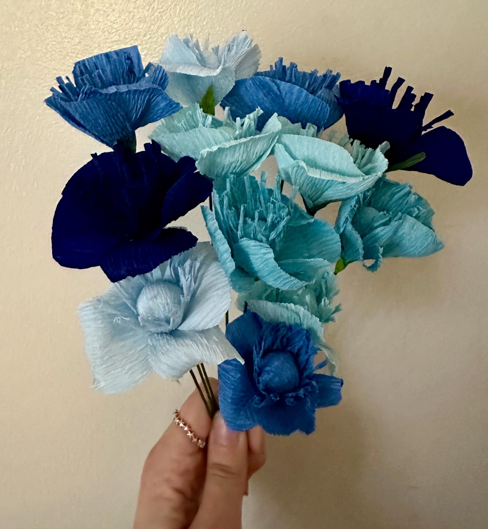 Handmade Blue Crepe Paper Flower Bouquet: Unique Wedding Decor - Etsy